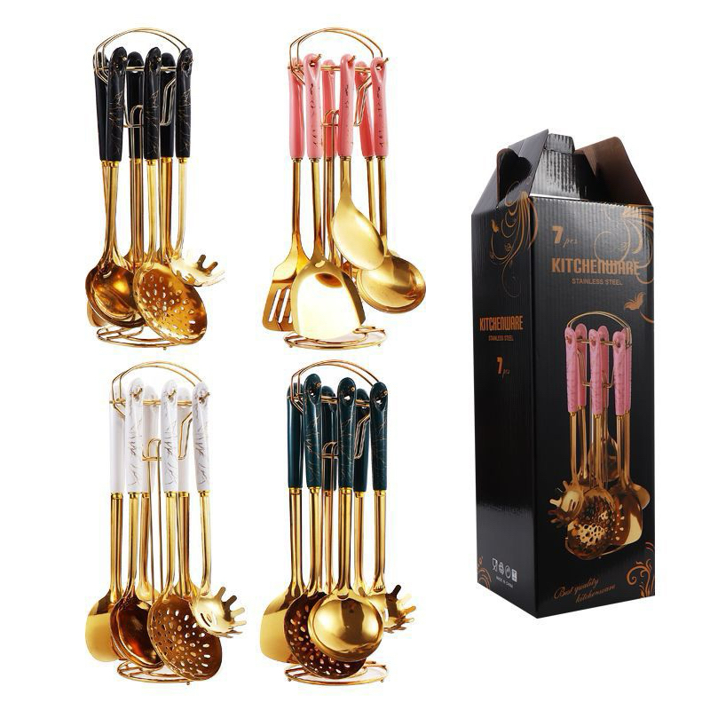 SULTAN COOKING UTENSILS / COOKING SPATULA SET GOLD JADE SET 7 IN 1 ...