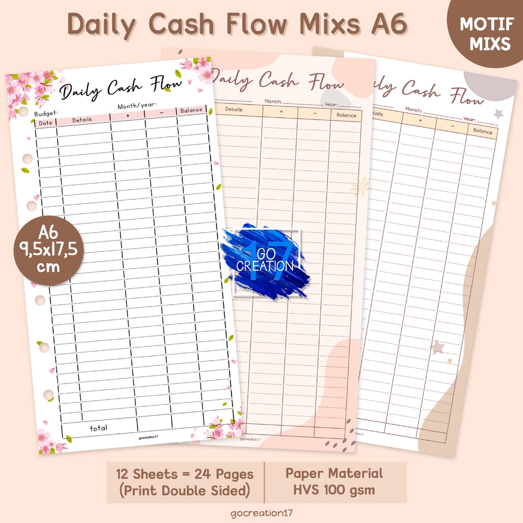 Daily Cash Flow Binder Paper Planner Book Premium Daily Cash A6 ...