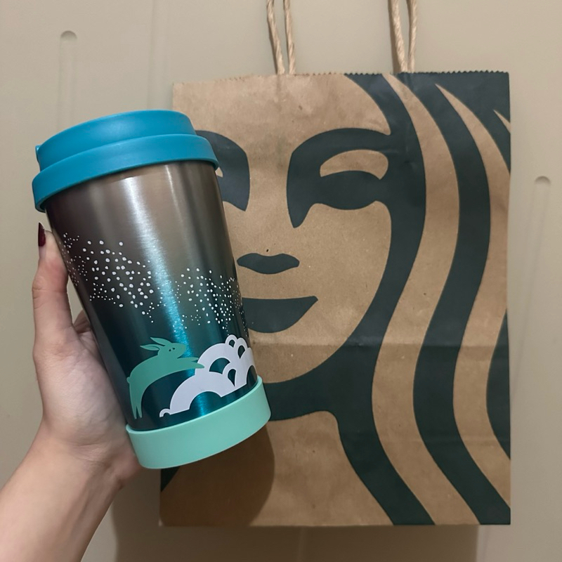 Preloved Tumbler Starbucks Elma Bunny Aqua Blue Stainless Steel ...
