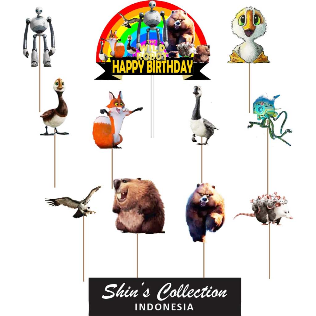 The Wild Robot Cake topper contains 11 pcs | Shopee Singapore
