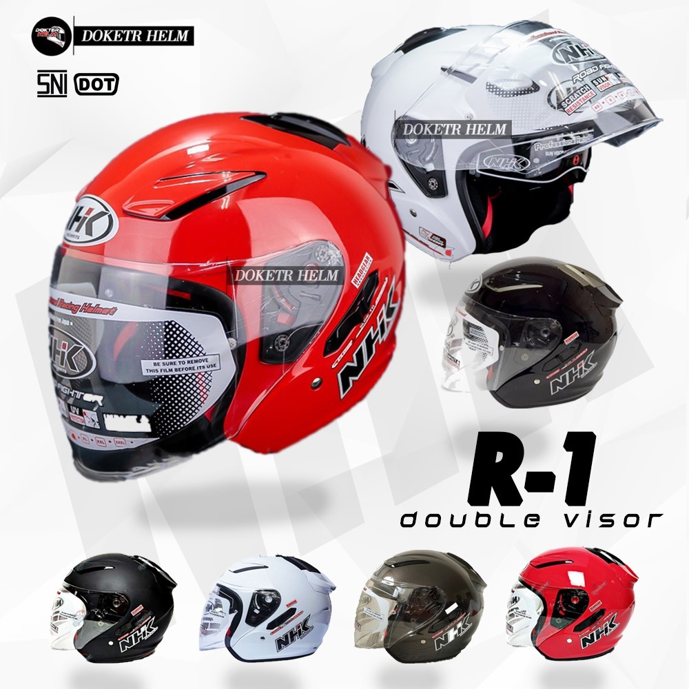 Nhk R1 SOLID DOUBLE VISOR Helmet - Latest NHK R1 Plain Half face Helmet ...