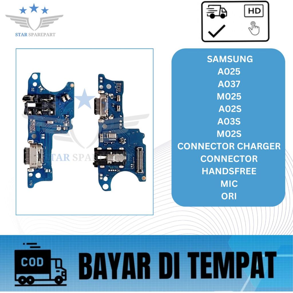 Flexibel SAMSUNG A025 / A037 / M025 + CHARGER CONNECTOR + HANDSFREE CONNECTOR + MIC ORI (GALAXY ...