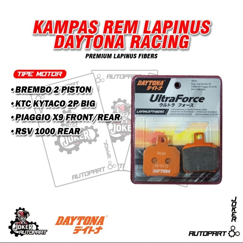 Daytona Brake Pads 2 Piston Caliper 4 Piston Large 1 Pin Lapinus Fiber ...