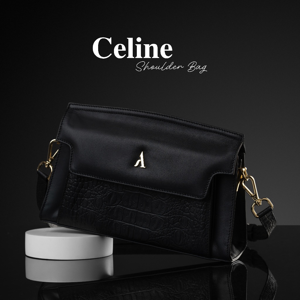 Alona Leather - Celine Sling Bag Genuine Cow Leather Combination Croco ...