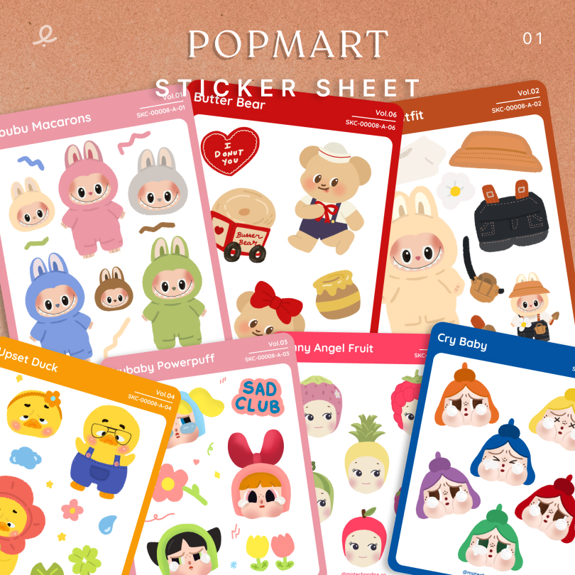 Popmart sheet Sticker | Labubu Labubu Labubu | Cry Baby Powerpuff ...