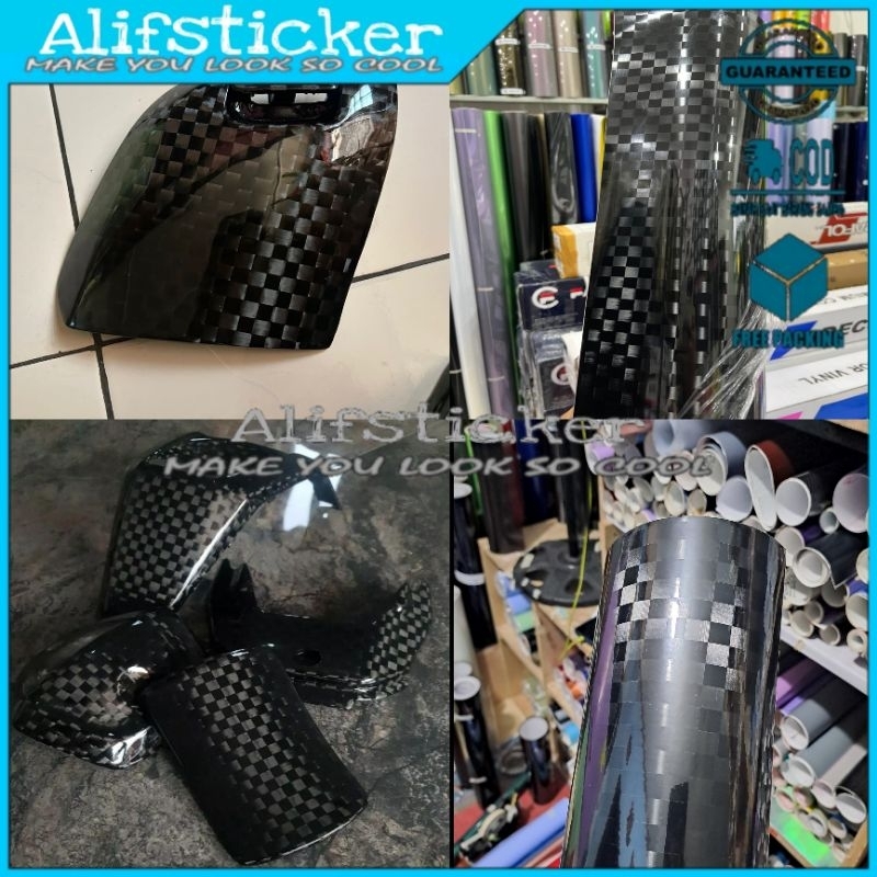 Carbon Spread tow Sticker Carbon Checkered Motif Scotlite Sticker ...