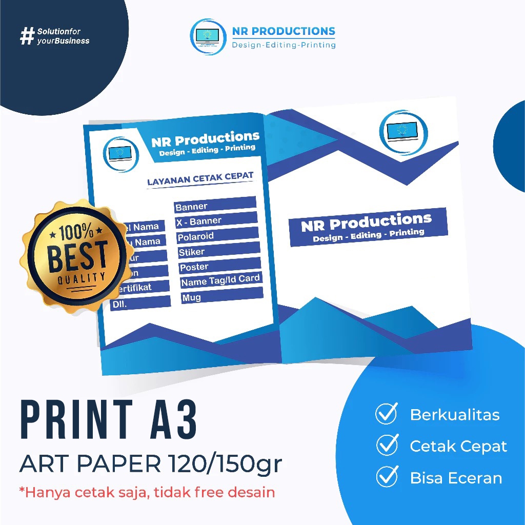 New!! Print A3 SIZE BROSUR MATERIAL ART PAPER 120 & 150 | Quick AND ...