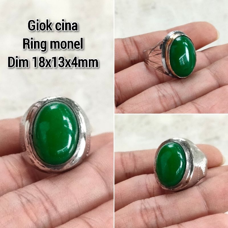 HIJAU GREEN JADE MEN'S RING SUPER WHITE ALPACARing | Shopee Singapore