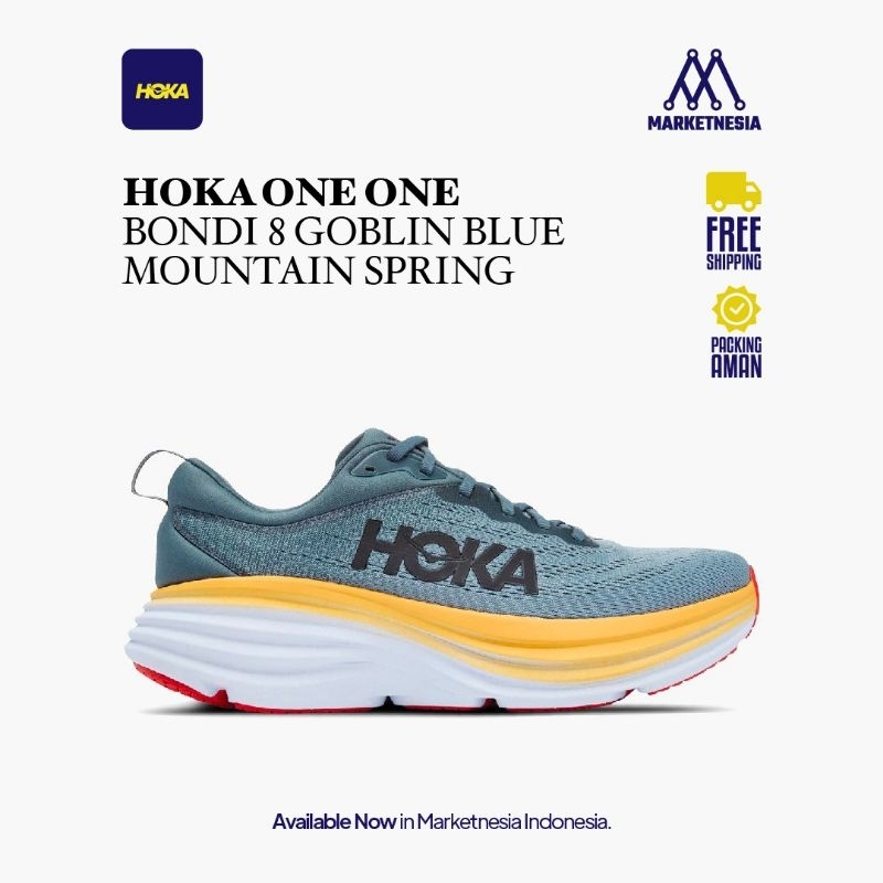 Hoka One Bondi 8 Goblin Blue Mountain Spring 100% Original | Shopee ...