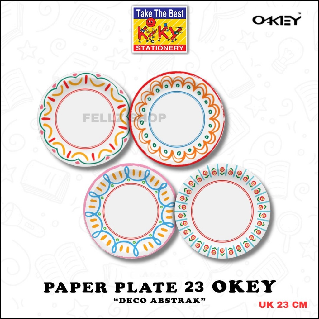 Paper Plate Paper Plate Motif 23 cm Contains 50 pcs OKEY | Shopee Singapore