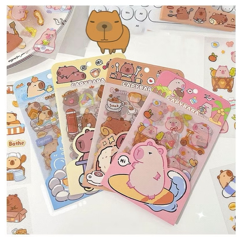 Purple ST001 Matte Capybara Pack Stickers contains 4 Sheets of Capybara ...