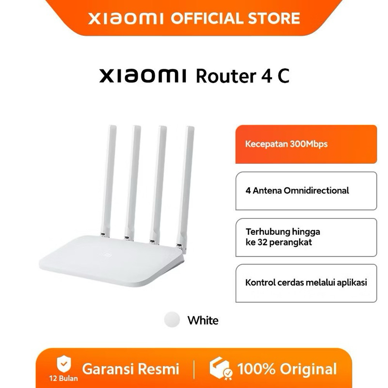 Xiaomi Router 4C | 4 Omnidirectional Antennas | 64 MB 300Mbps Memory | 2.4ghz | Smart Control ...