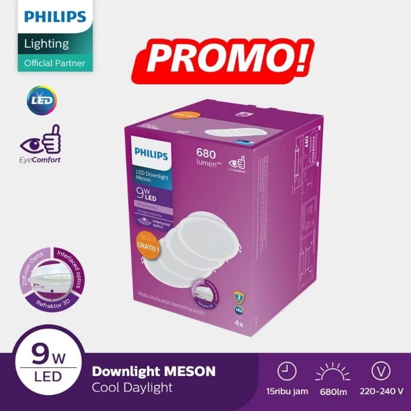 PHILIPS MESON MULTIPACK 9W 9 WATT LED CEILING DOWNLIGHT LAMP ORIGINAL SNI PACKAGE | Shopee Singapore