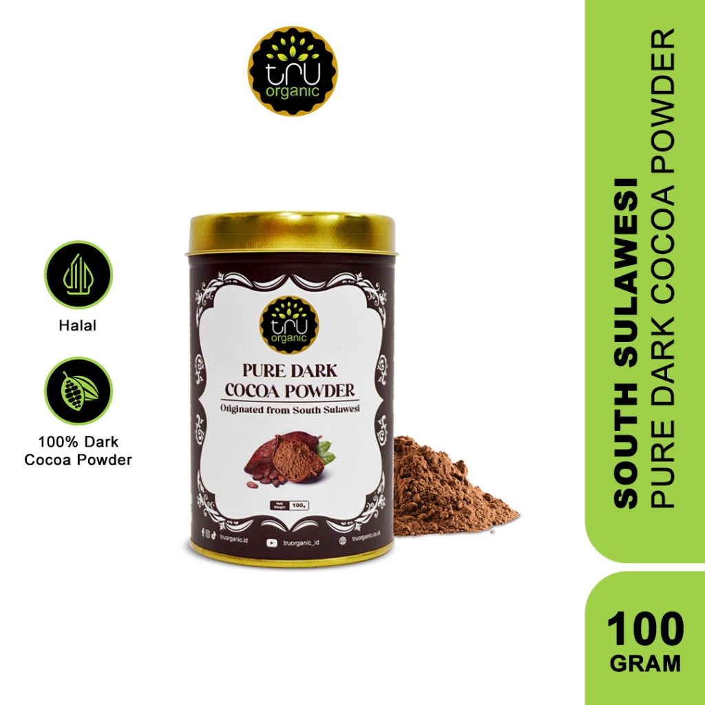 Truorganic Pure Dark Cocoa Powder South Sulawesi 100gr - Premium ...