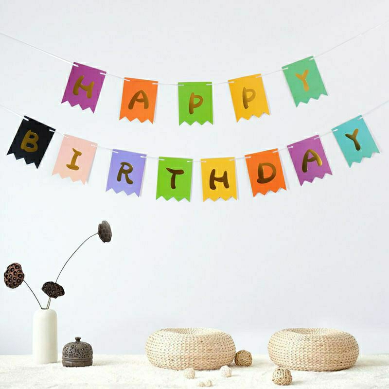 Colorful box Banner doff happy birthday bunting flag Banner garland ...