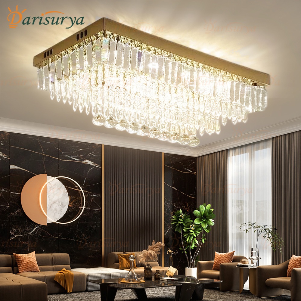 Luxury Crystal Ceiling Lamp 50cm 3 colors Hanging Lamp Living Room ...