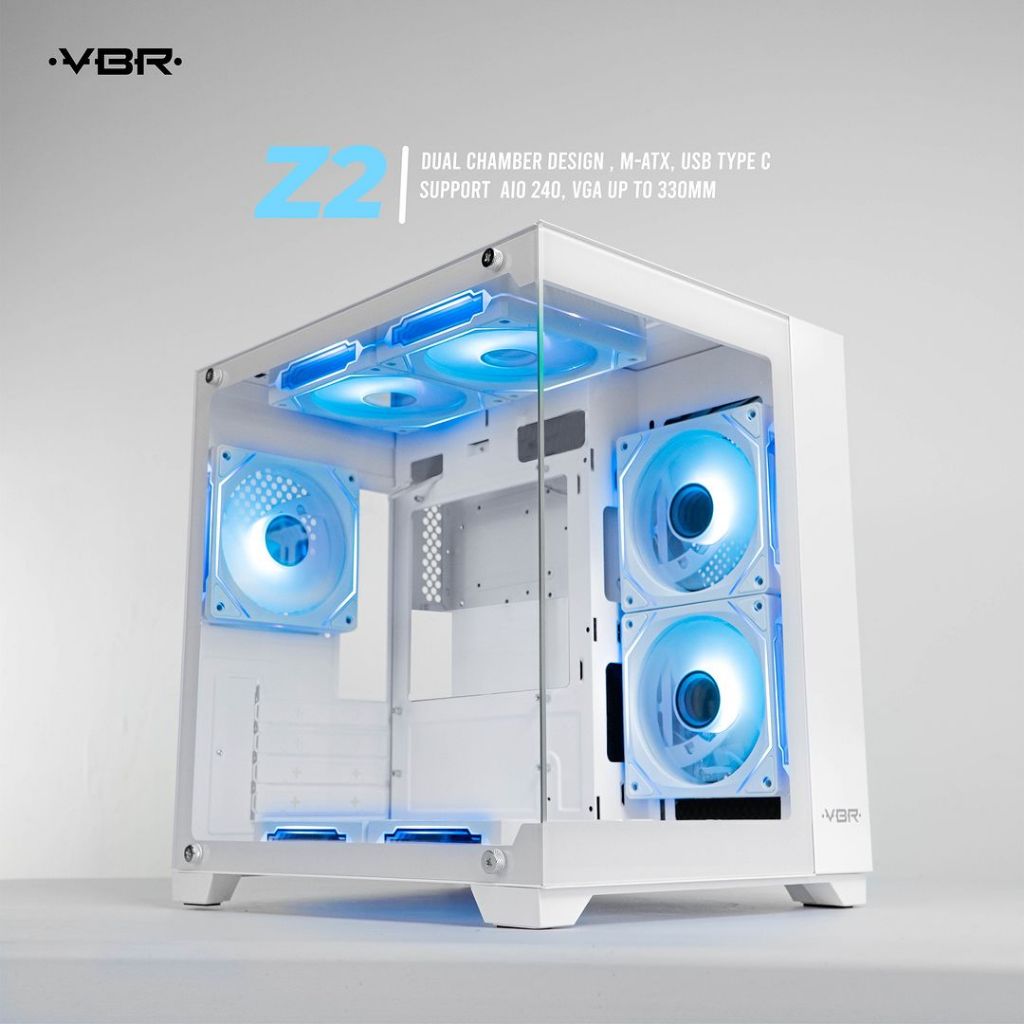 Casing VBR Z2 Black White Dual Chamber Gaming PC Case | Shopee Singapore