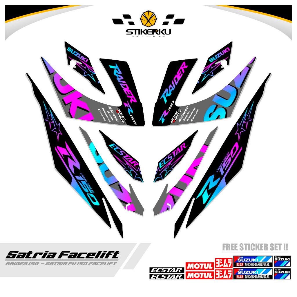 FACELIFT SATRIA STICKER / MTF 10 / SATRIA F 150 STRIPING NEW / SETIKER ...