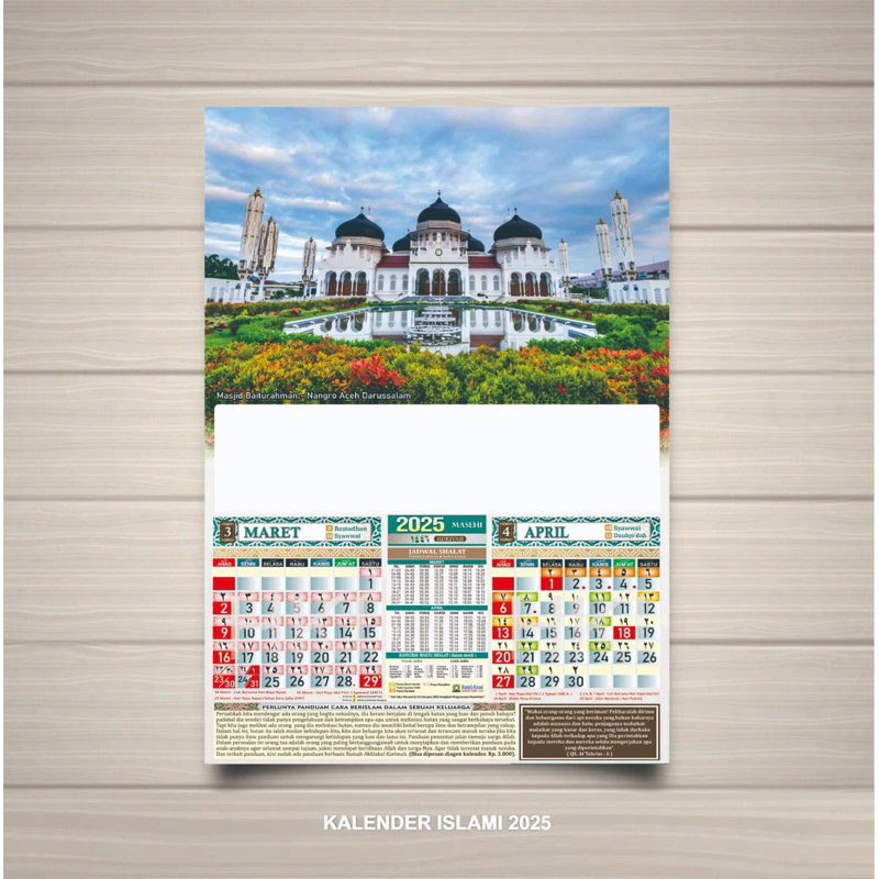 2025 and Hijriyah 1446 Fullcolor Wall Calendar equipped with prayer ...