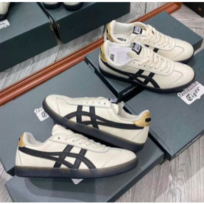 Onitsika tiger sneakers with tokten white black gold straps | Shopee ...