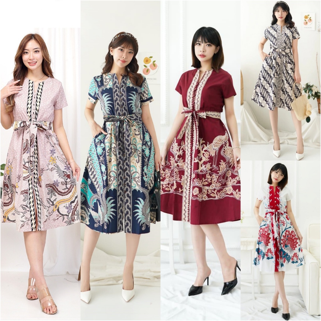 Modern Elegant Premium Women's Batik Midi Dress Batik Shirt Korean ...