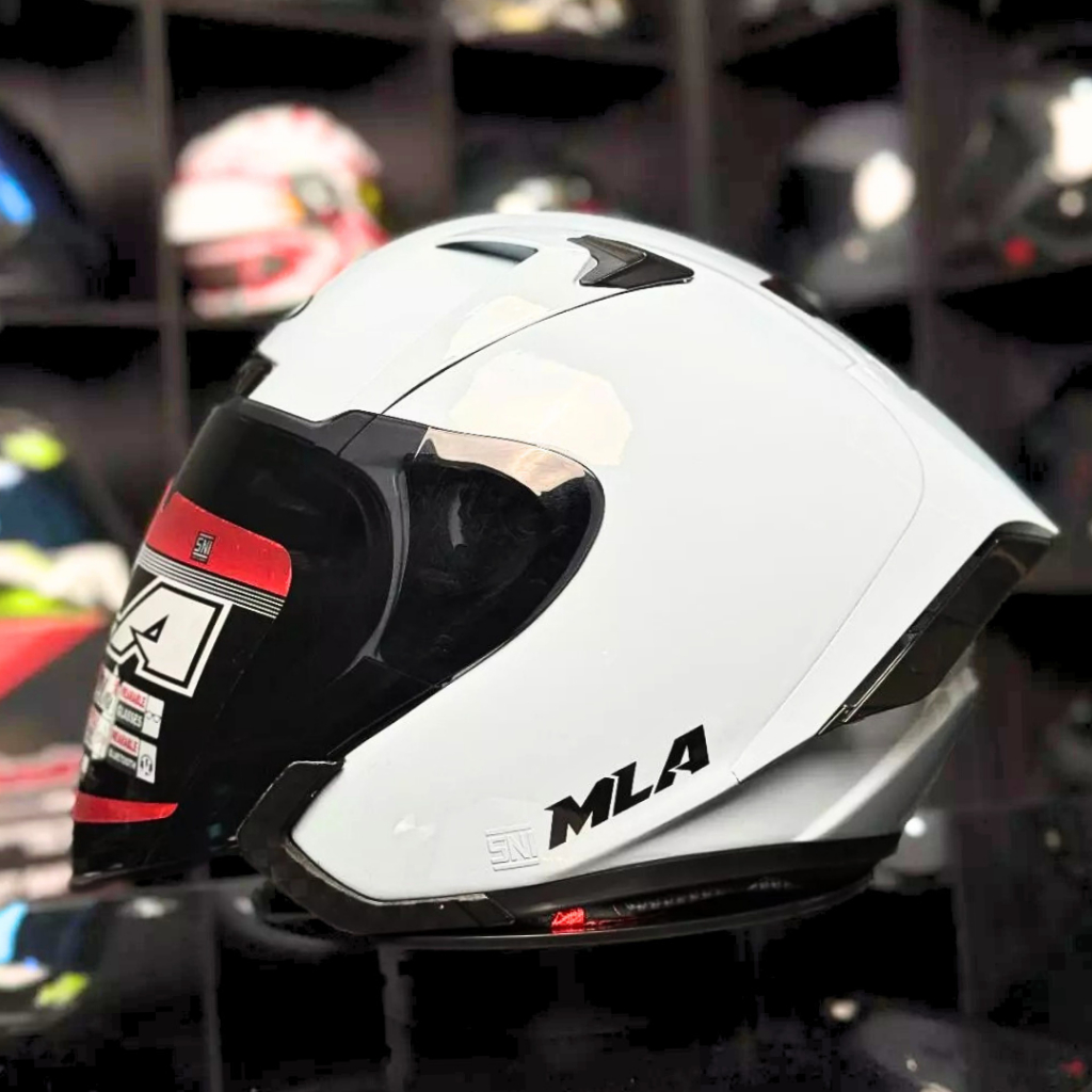 MLA ZENIT Half Face Helmet SNI Spoiler 3D - White Glossy | Shopee Singapore