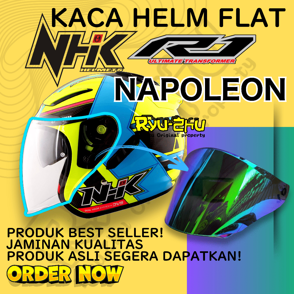 NHK R1 NAPOLEON Flat Visor Helmet Visor NHK r-1 Flat rone clear White SMOKE Iridium tm4 | Shopee ...