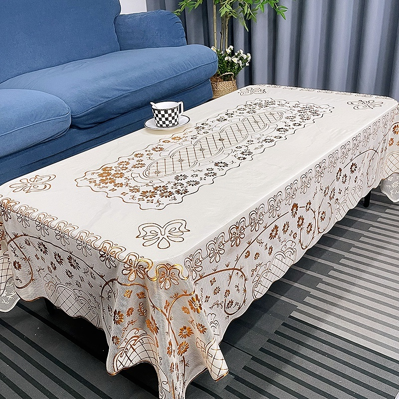 Waterproof Floral Motif Dining Table Cloth Size 140x90cm PVC Table ...
