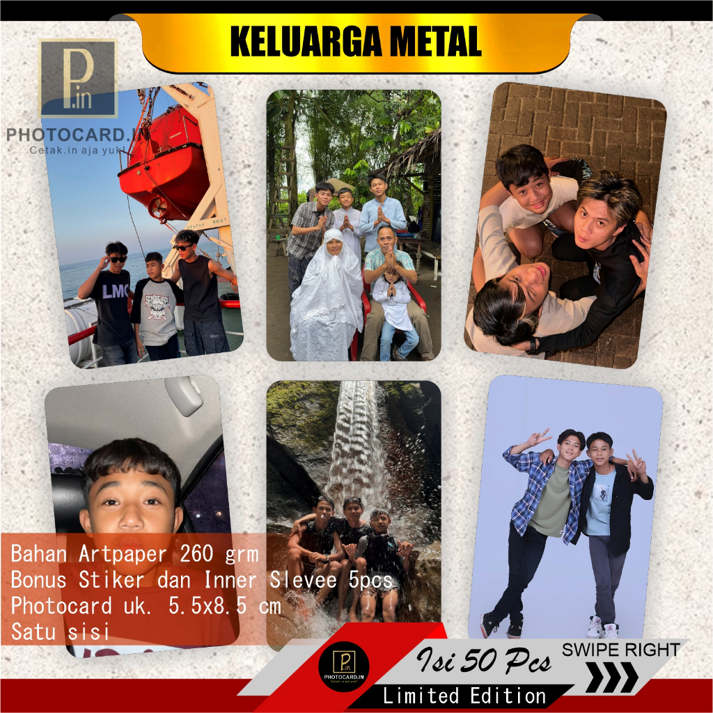Metal Family Photocard contains 50 pcs (Free Stickers and Inner Slevee ...