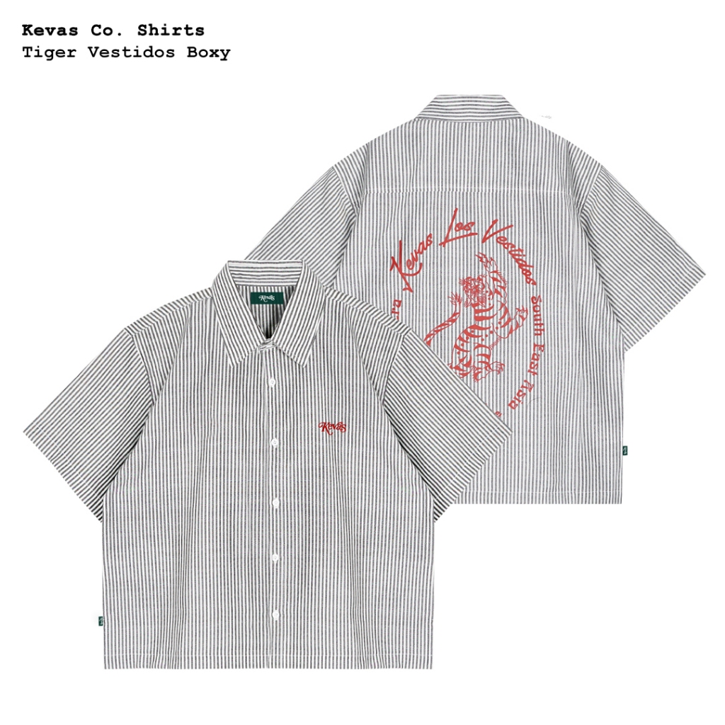Kevas Tiger Vestidos Boxy Stripes Shirts | Shopee Singapore