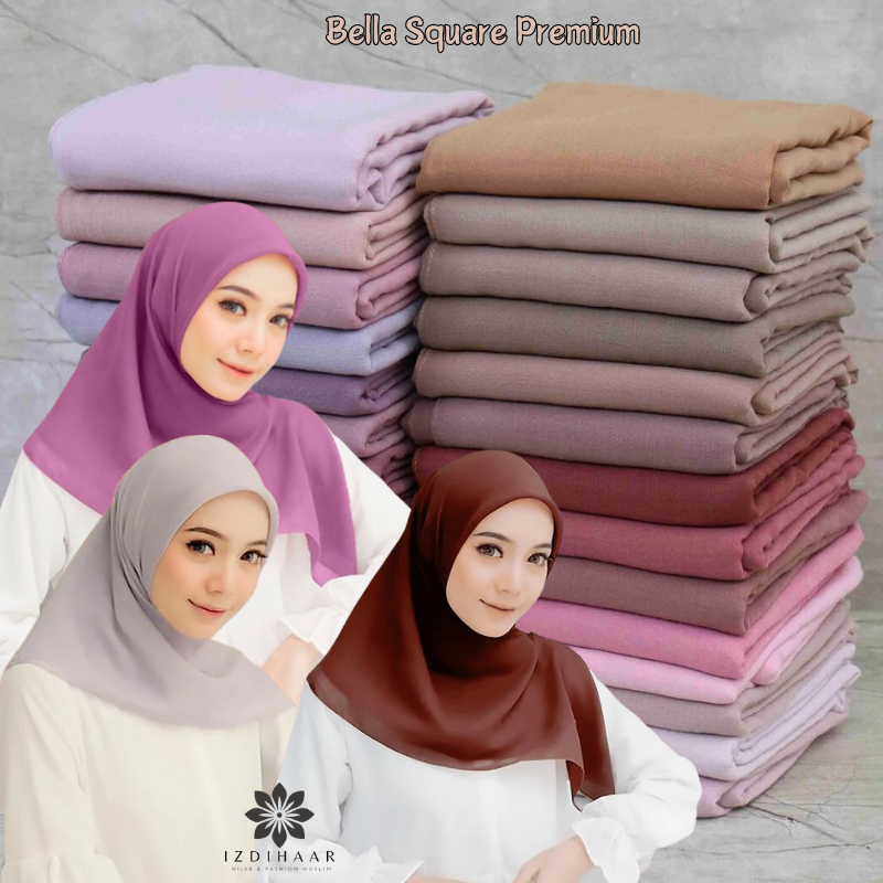 Bella Square Hijab Plain Rectangular Hijab 50 Colors Premium Bella ...
