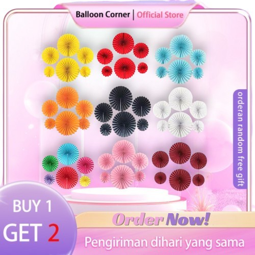 Paper fan set / paperfan / paper flower set 6 in 1 (POLOS / ONE COLOR ...