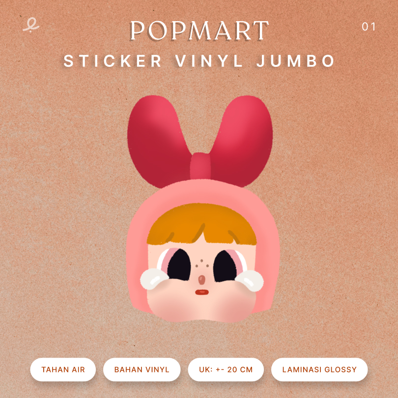 Popmart jumbo vinyl Sticker | Labubu Labubu Labubu | Cry Baby Powerpuff ...
