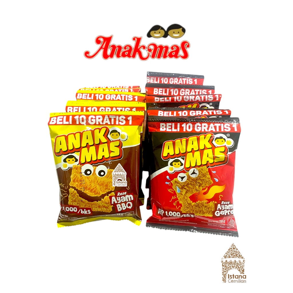 Anak Mas Snack Jadul Mie Kremes Chicken Flavor BBQ / Geprek (10 pcs ...
