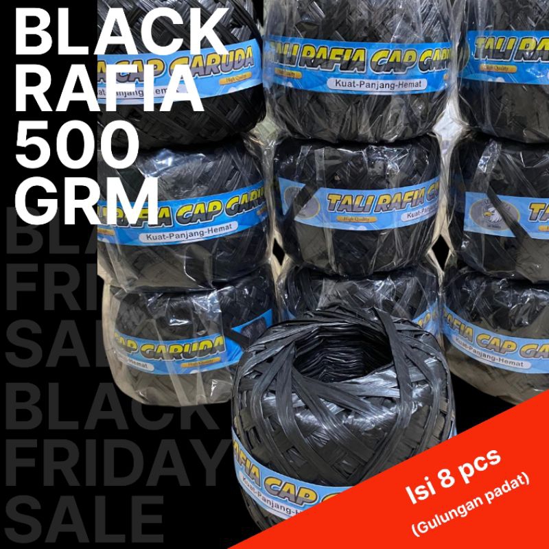 HITAM Black Raffia Rope 500 grams contains 8 pcs garuda stamp | Shopee ...