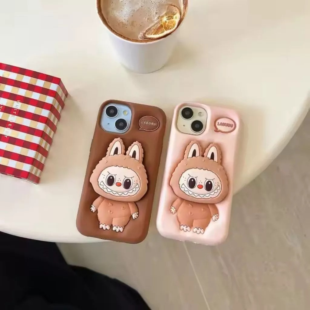 Labubu Silicone Case Cute 3D Labubu Pop Standing iPhone 16 15 14 13 ...