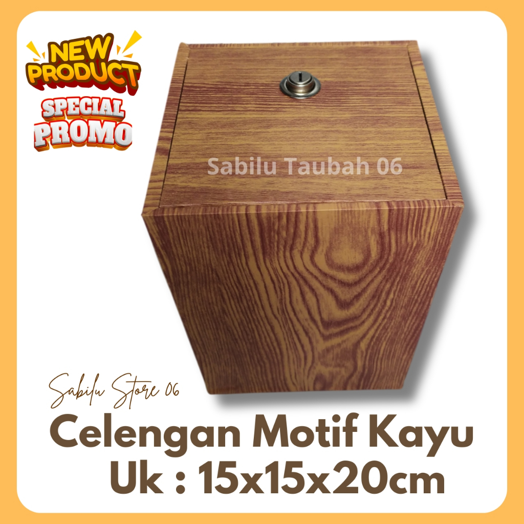 Unique Square Piggy Bank with MDF Teak Wood Motif Size 15x15x20cm ...