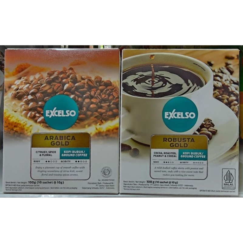 Excelso Arabica&Robusta Gold Ground Coffee 100g Box (contains 10 ...