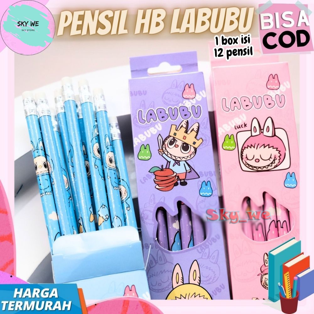KAYU Labubu Pencil Wooden Pencil Fancy Cartoon Labubu Cute 12 pcs per ...