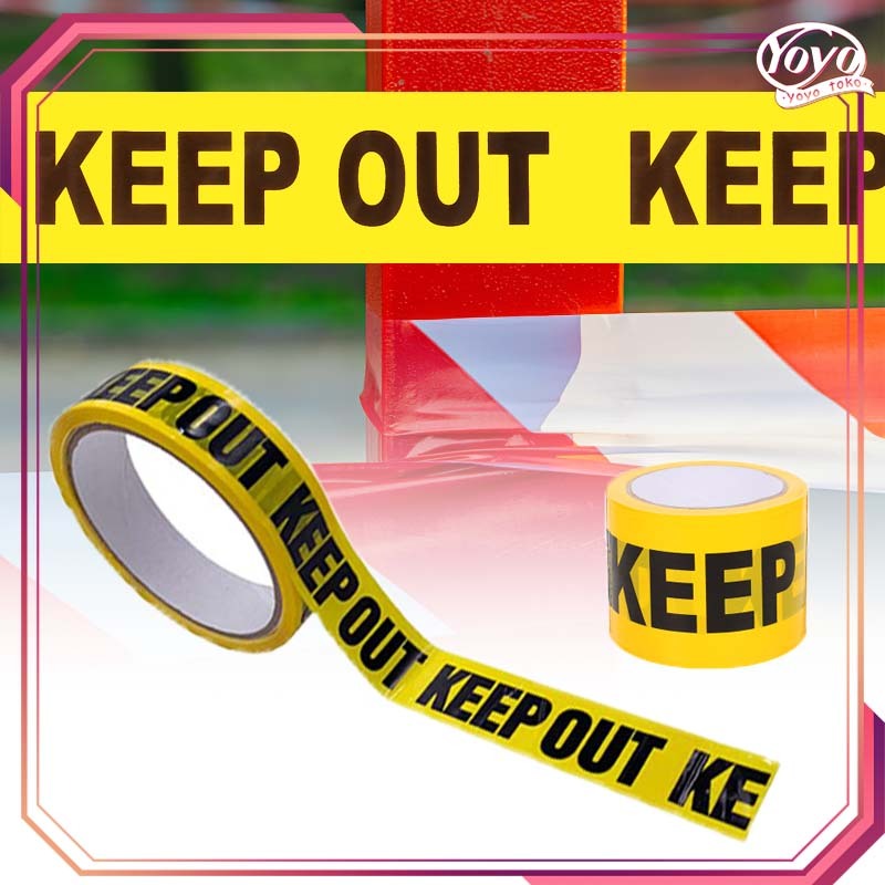 HITAM 2.4cm*25m Safety Line Keep Out Police Line Black-Yellow Barricade ...