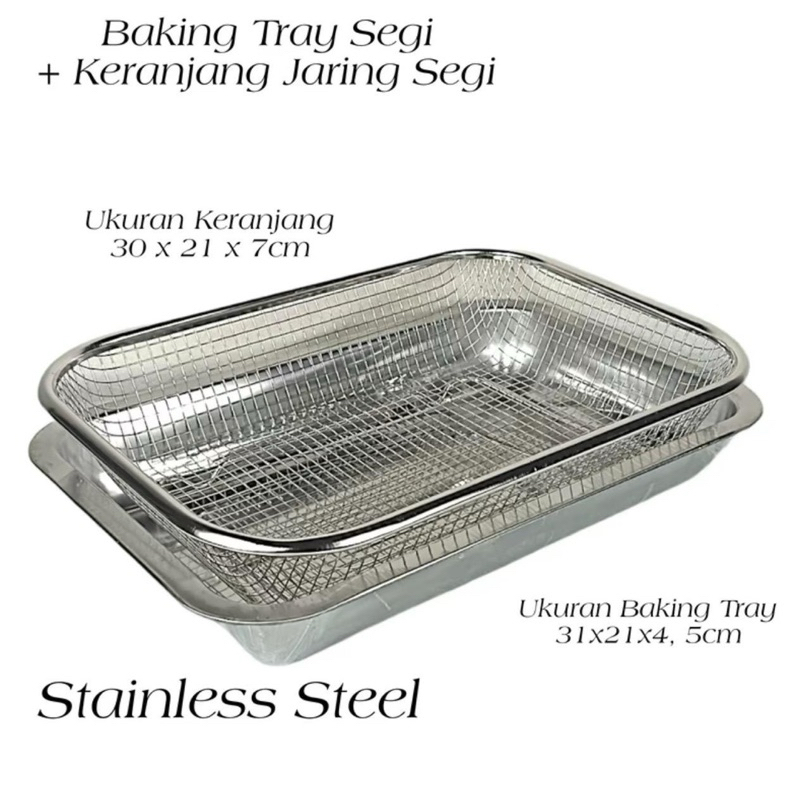 1 set of stainless steel tray strainer / oil drainer / food drying try ...
