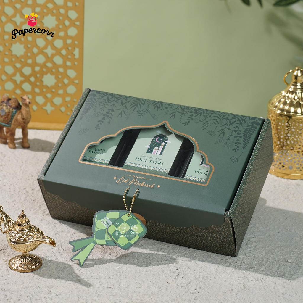 HIJAU 10 Pcs Eid Hampers Box / Eid Al-Fitr Box - Ketupat Green fits 3 ...