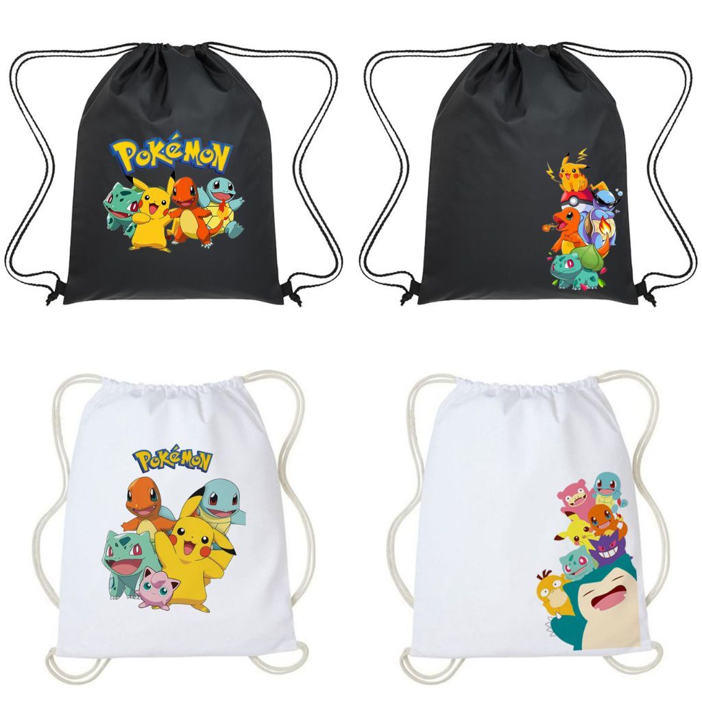 Cute Pokemon Drawstring Bag String Bag Canvas Goodie Bag Children's ...