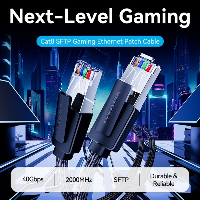 Vention LAN Cable CAT8/CAT 8 SFTP GAMING ETHERNET PATCH COTTON BRAIDED - IKO | Shopee Singapore