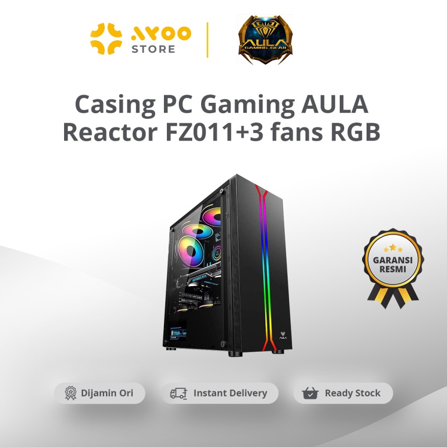 Aula Reactor FZ011 Gaming PC Casing includes 3 RGB fans | Shopee Singapore