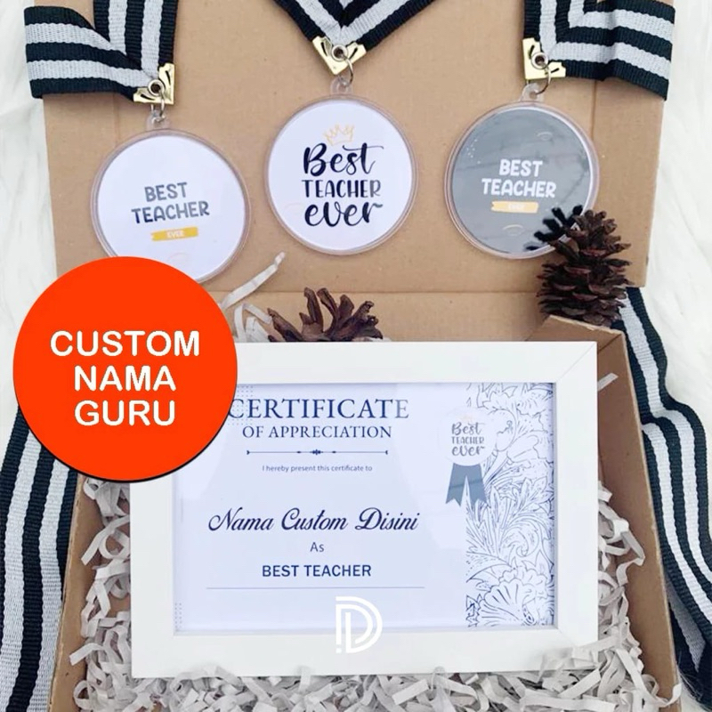 Custom Acrylic Medal + Certificate for teacher's day gift best teacher ...