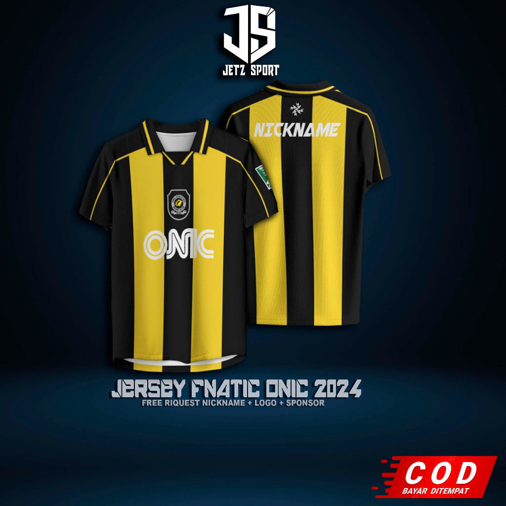 Latest Premium 2024 Onic Fnatic Jersey T-Shirt, Free to Put Name and ...