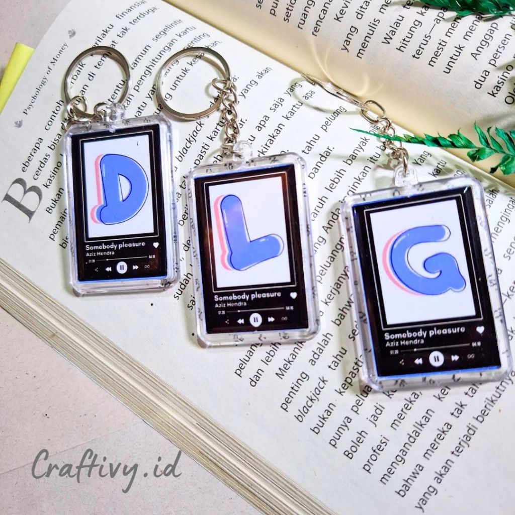 Spotify Letter Initial Key Chain Theme 8 Acrylic Custom Photo Songs ...