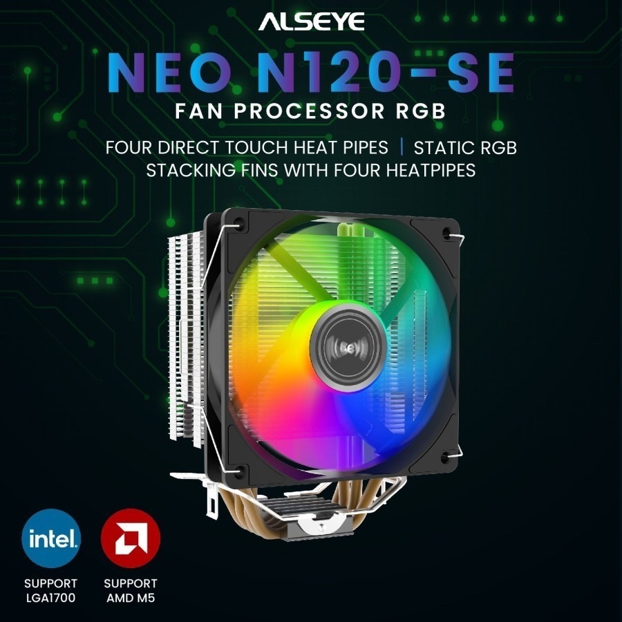 Alseye FAN PROCESSOR RGB INTEL & AMD NEO N120-SE | Cpu COOLER FAN ...