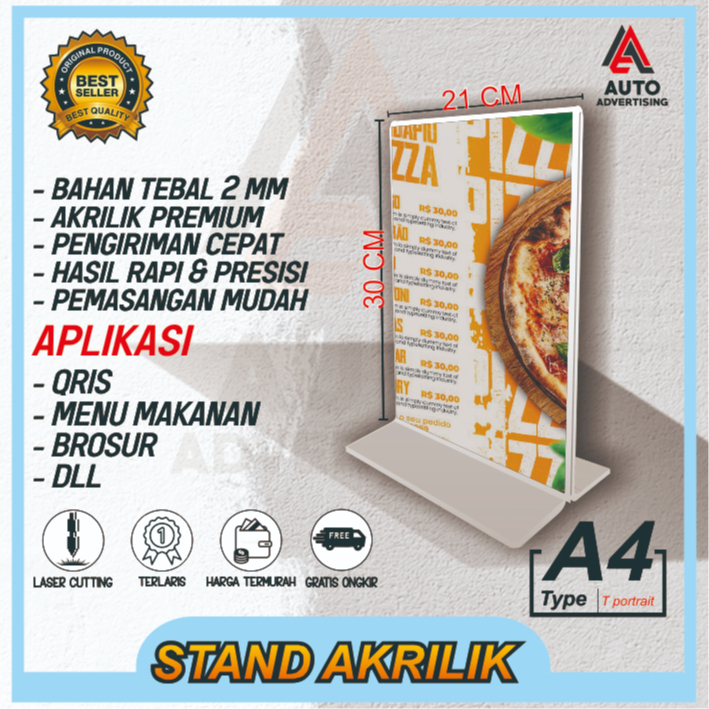 Acrylic Stand for Table Qris Brochures Size A4 A5 A6 A7 A8 | Shopee ...